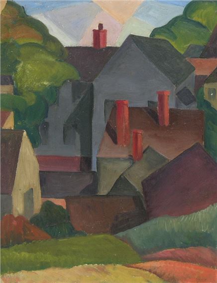 French School, 20th Century | Cubist landscape-petite village (2007 ...