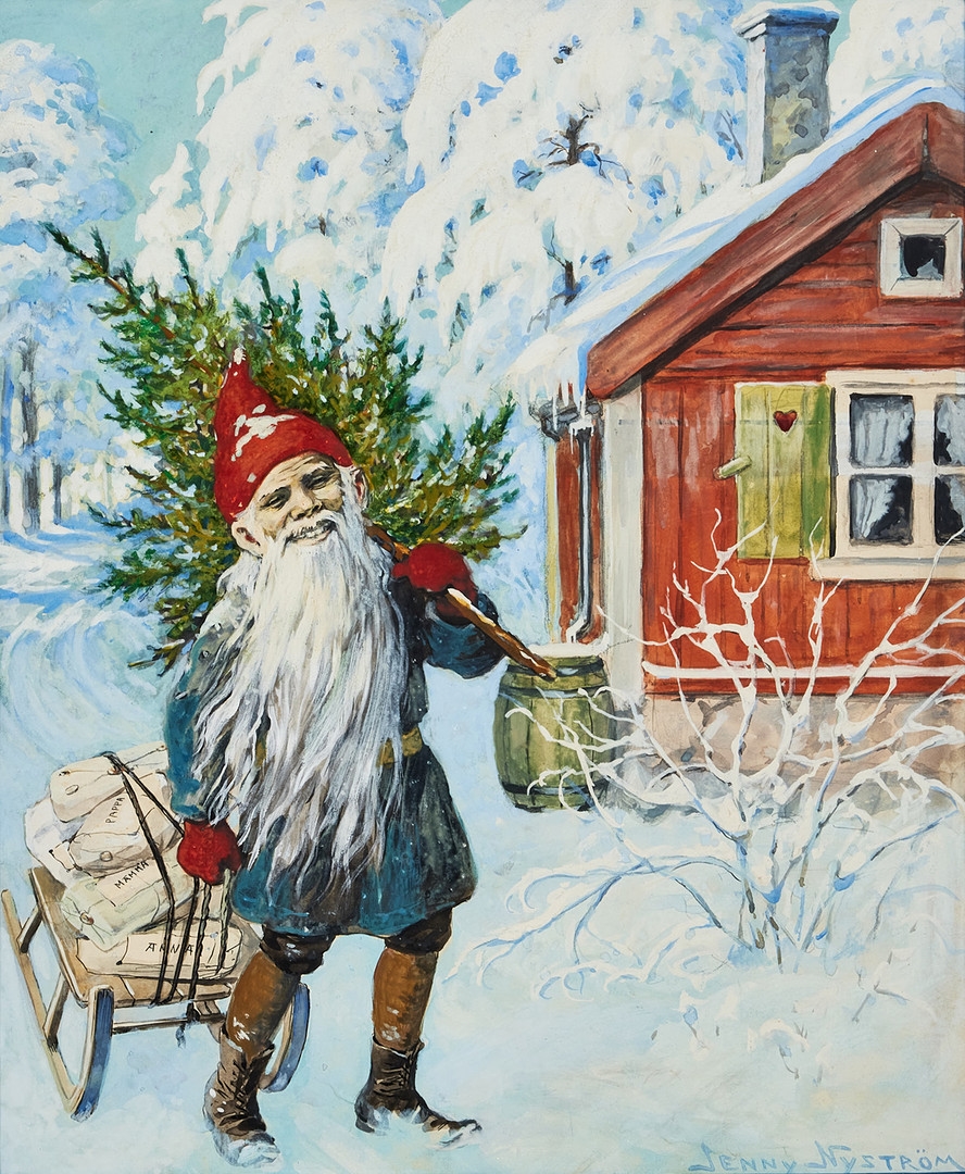 Jenny Nyström | Jultomten i snölandskap | MutualArt