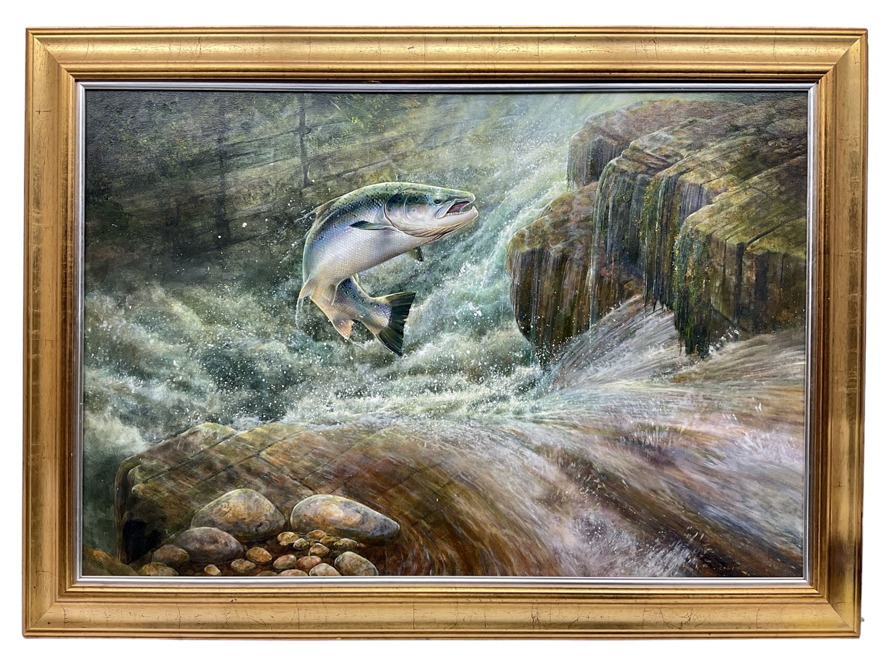 Chris Sharp | Salmon over the Waterfall | MutualArt