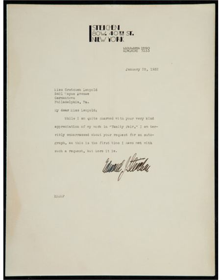 Edward Steichen | Signed letter on letterhead with envelope | MutualArt