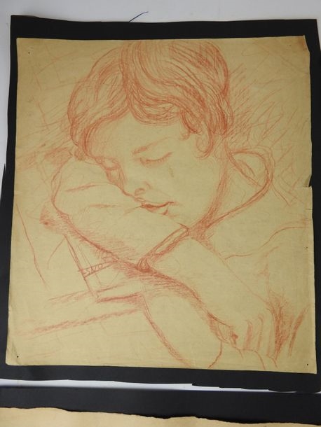 Ferdinand Desnos | lot of four drawings on paper representing portraits ...