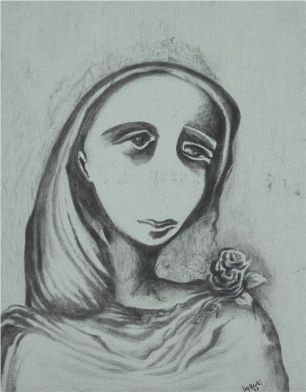 Joy Hester | WOMAN AND ROSE (1957) | MutualArt