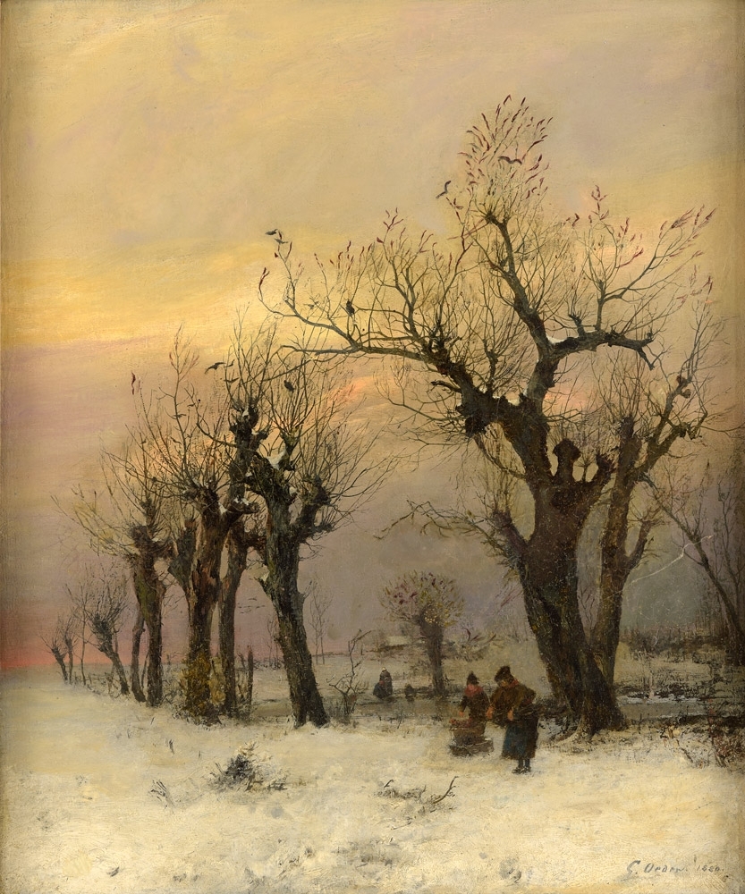 Georg Oeder | Winterlandschaft mit Reisigsammler (1880) | MutualArt