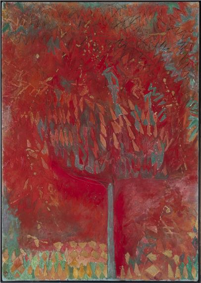 Norman Adams | Starlings in Rowan Trees Evening (1981) | MutualArt