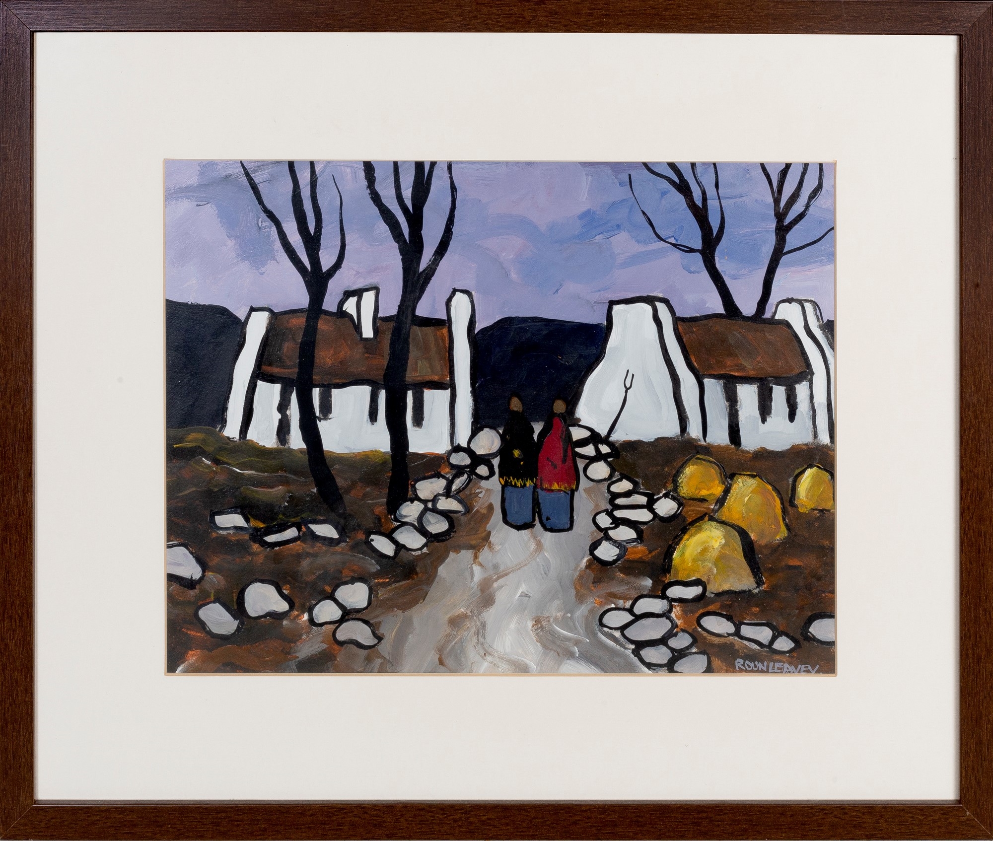 Robert Dunleavey | Figures on a path between two cabins | MutualArt