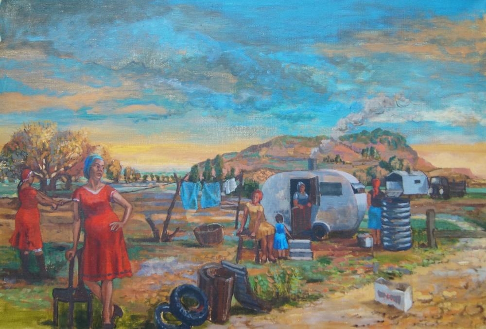 James P. Power | Woman with caravan | MutualArt