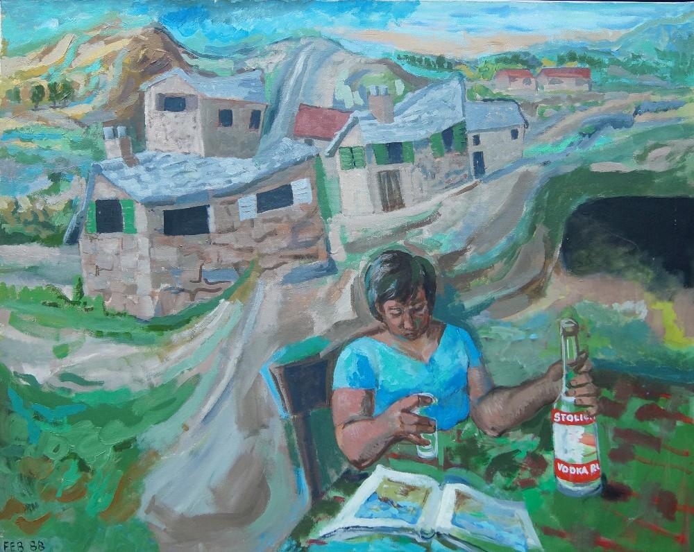 James P. Power | Woman Drinking Vodka (1988) | MutualArt