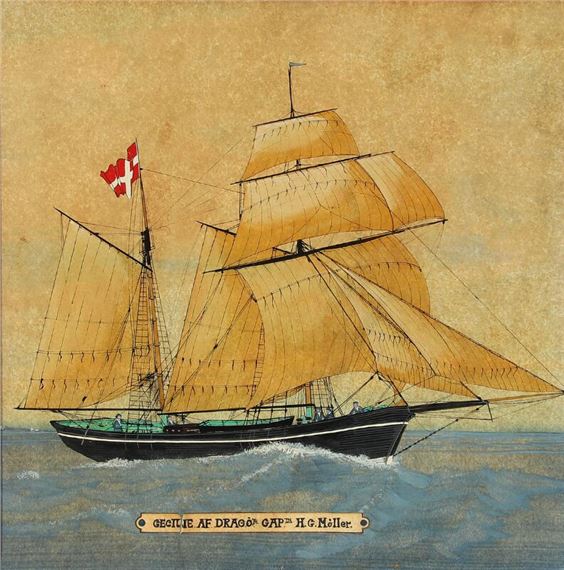 Danish School, 19th Century | The sailing ship Cecilie of Dragør lead ...