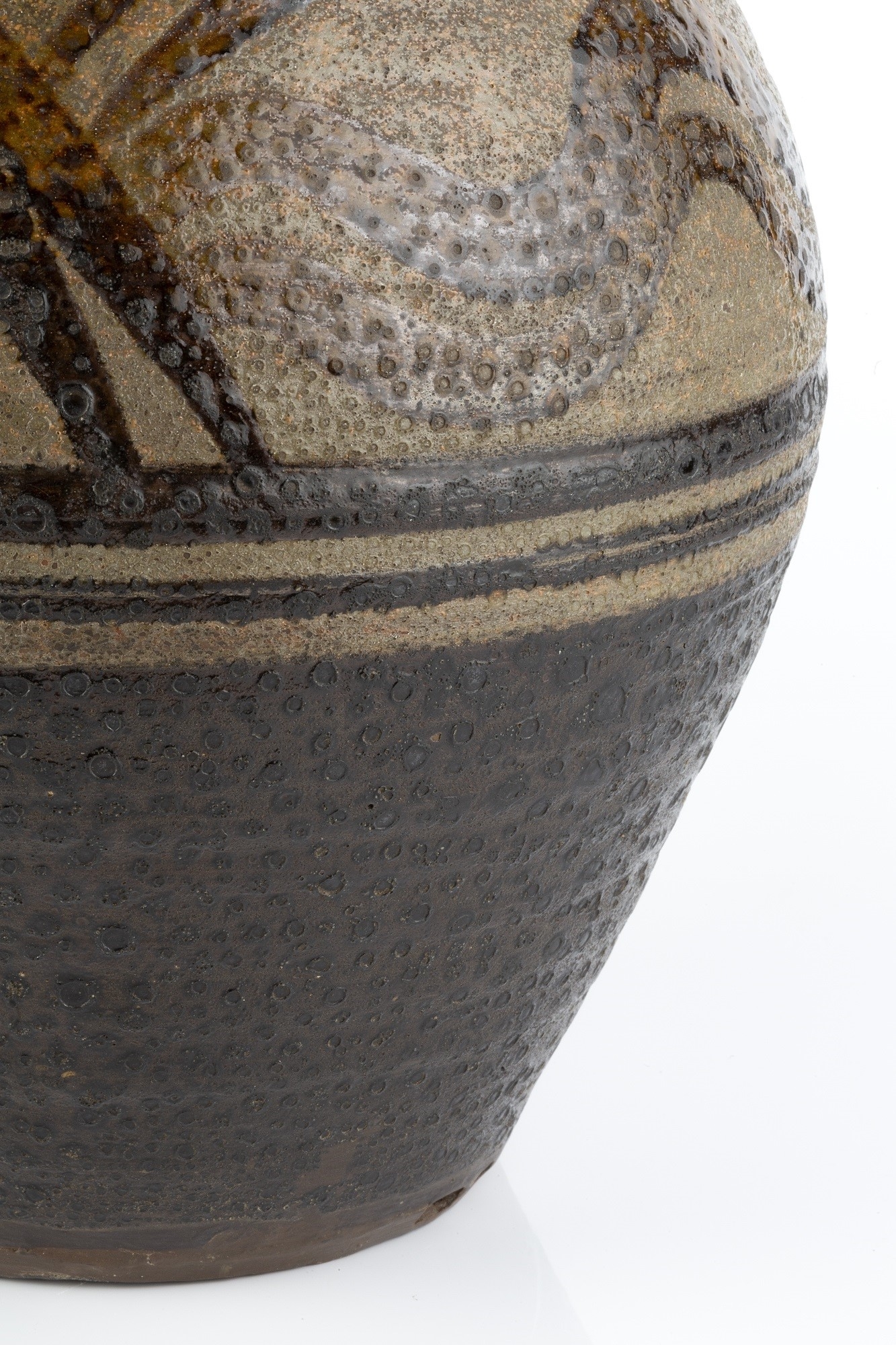 Michael Cardew | Large vase dark bands of glaze with honey coloured ...