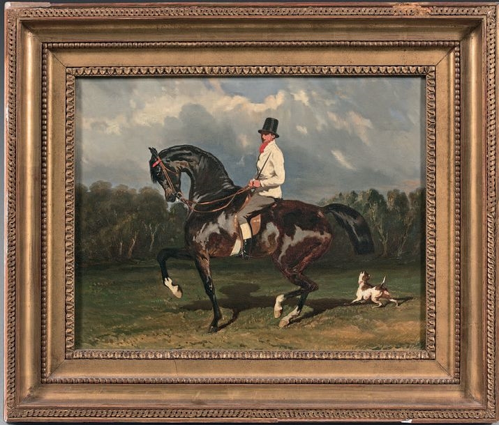 Alfred de Dreux | Rider and his dog On its original canvas 32 x 41 cm | MutualArt