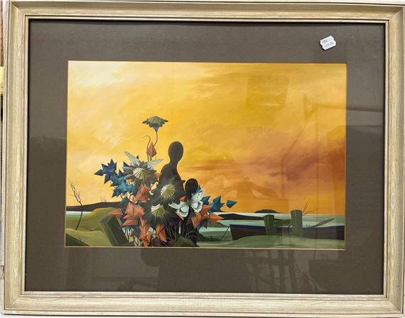 Richard Constable | Figures in a floral landscape with boat moored in ...