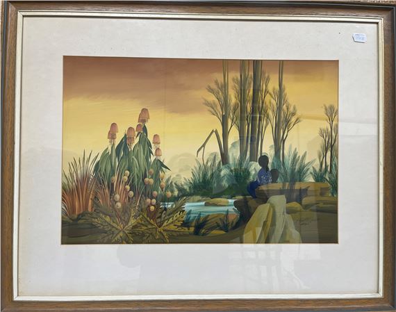 Richard Constable | Figures in a floral landscape with boat moored in ...