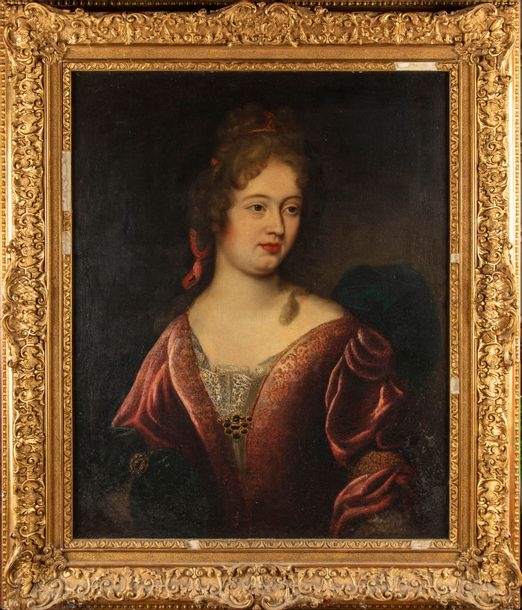 Pierre Mignard | Portrait of a lady, half-length, in a blue dress with ...