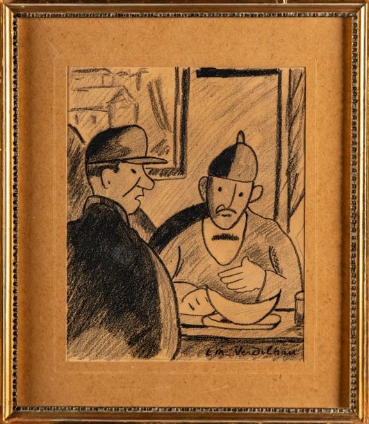 Louis Mathieu Verdilhan | Men sitting in a bistro | MutualArt