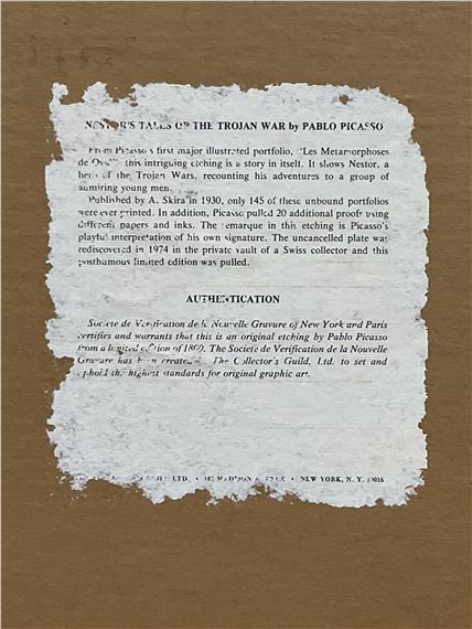 Pablo Picasso | Pablo Picasso Litho 'nestor's Tales Of The Trojan ...