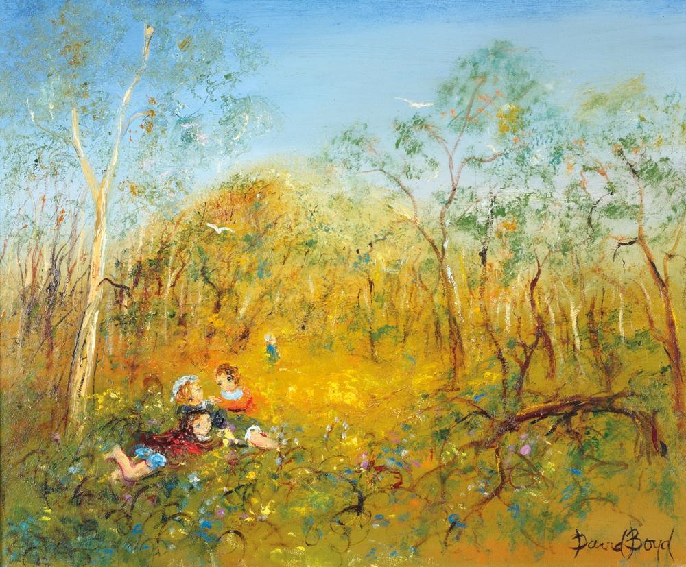 David Boyd | Children Playing Amongst the Wildflowers | MutualArt