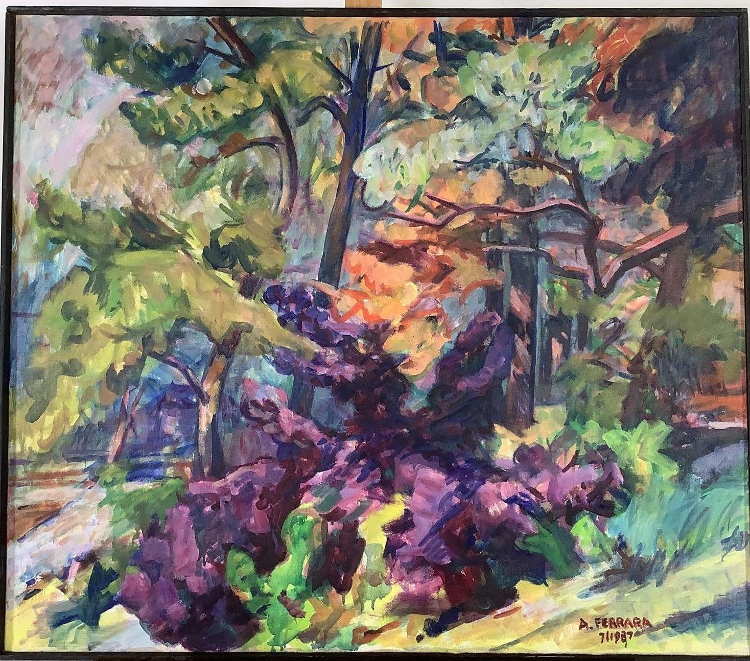Anthony Ferrara | Landscape with Purple Bushes | MutualArt