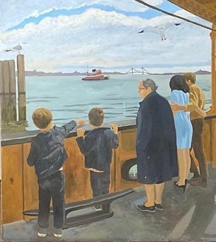 Peter Salmon | Figures on ferry with Statue of Liberty in the distance ...