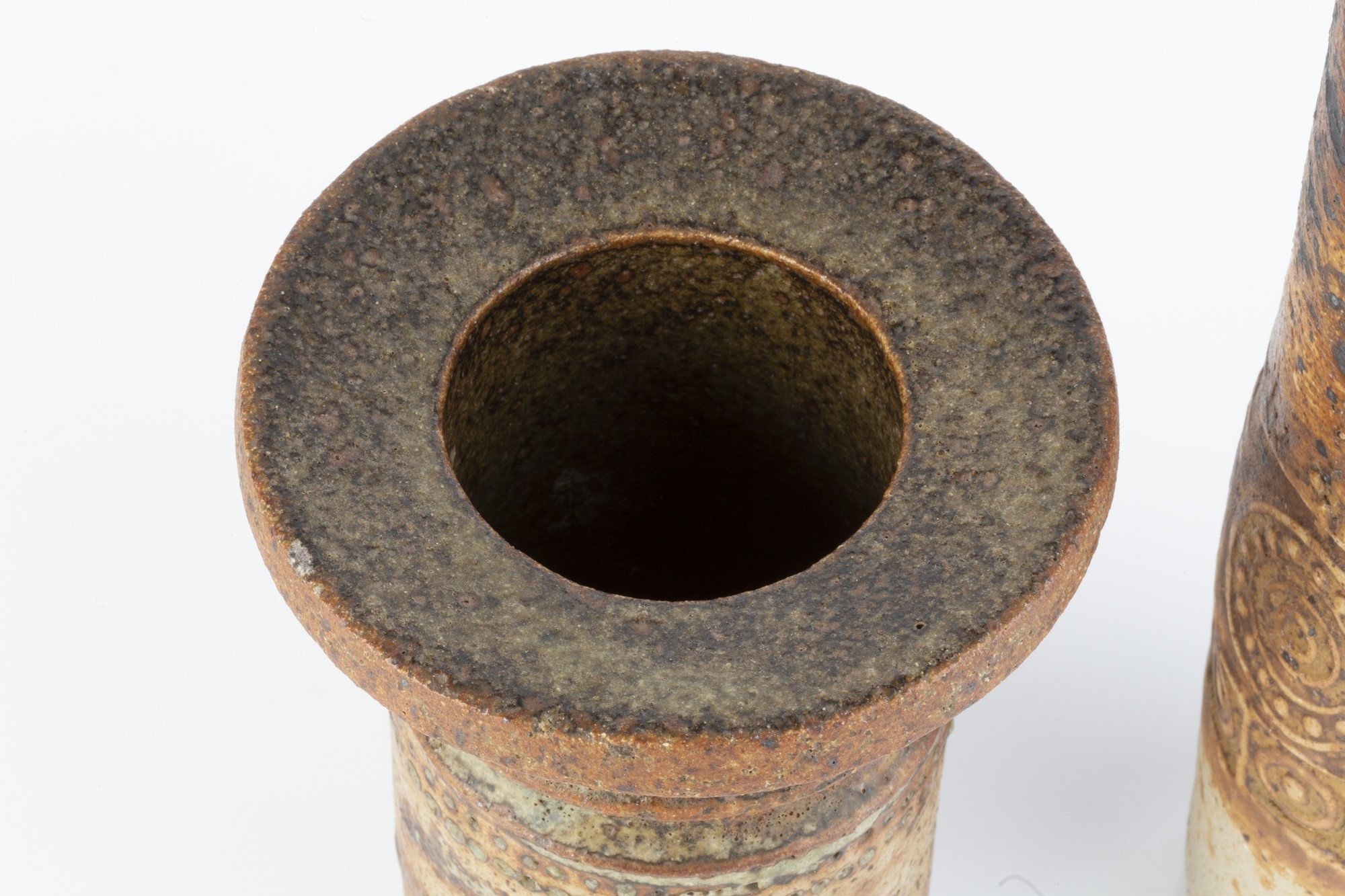 Alan Wallwork | Cylindrical vessel and a smaller vase stoneware | MutualArt