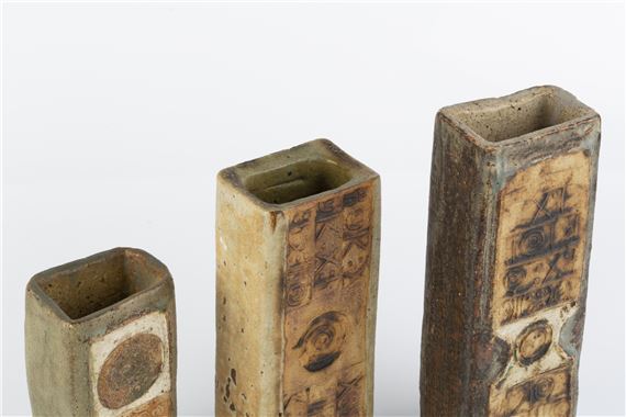 Alan Wallwork | Three totem form vases stoneware | MutualArt