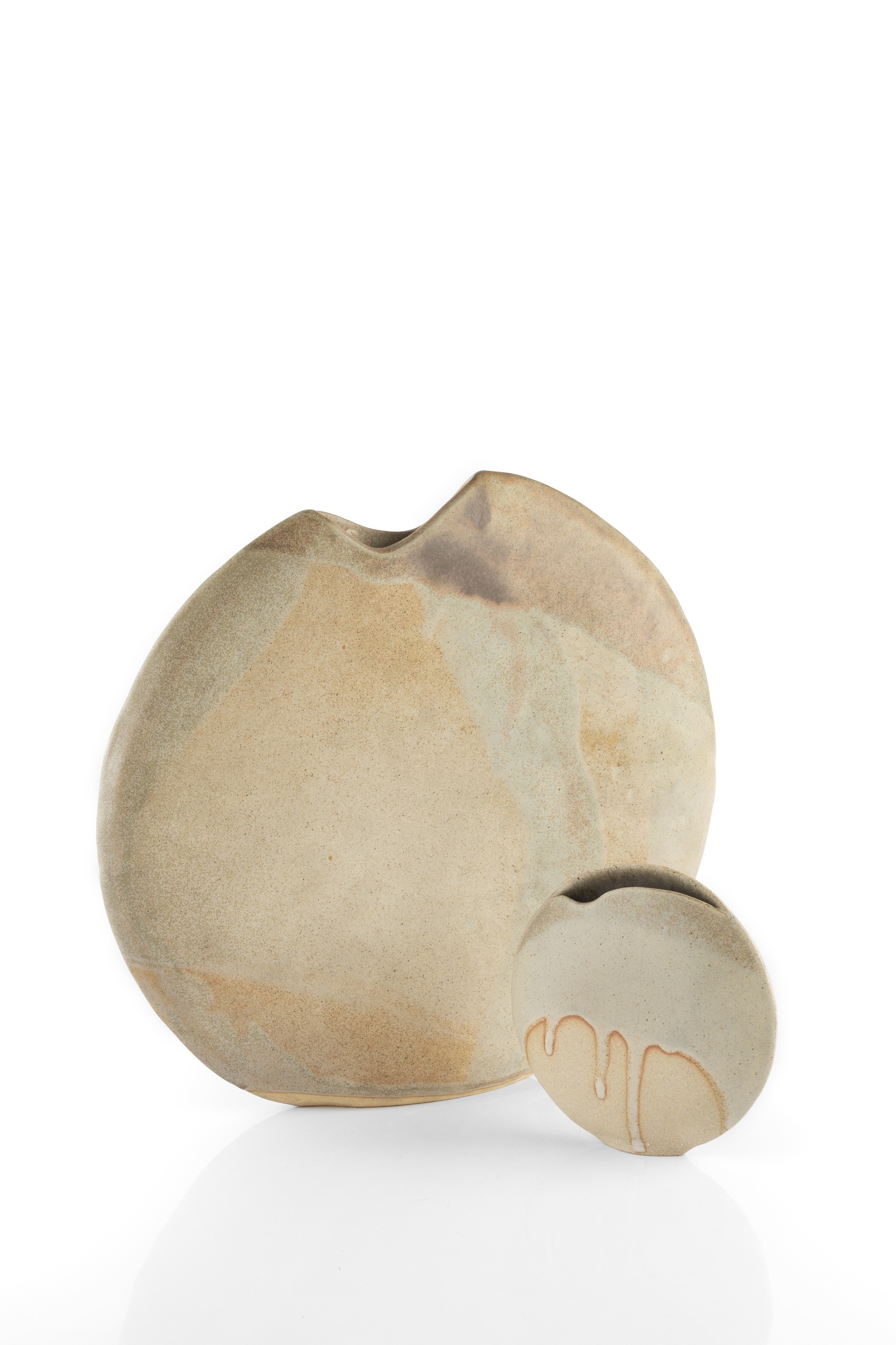 Val Barry | Two Moon vases stoneware, with graduated grey glazes ...
