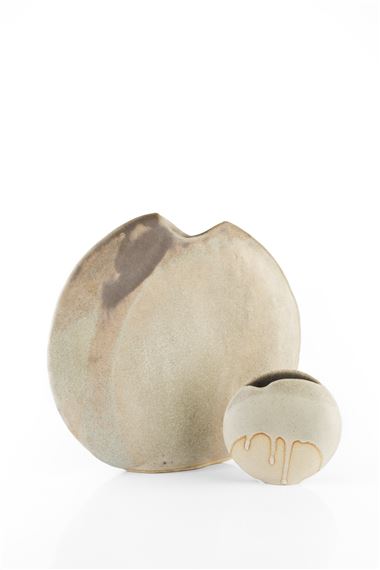Val Barry | Two Moon vases stoneware, with graduated grey glazes ...