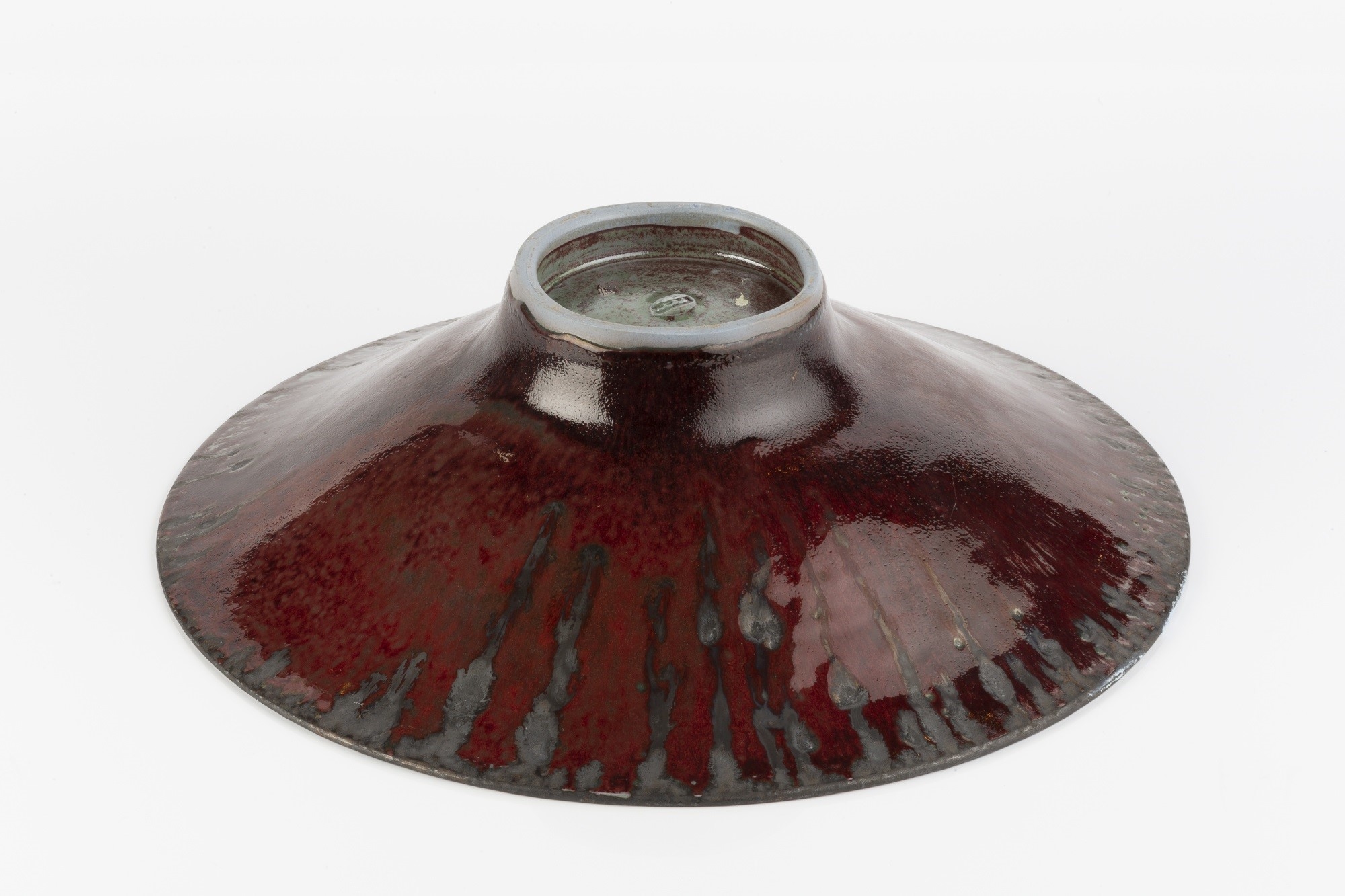 Abdo Nagi | Flared bowl red glaze with bronze rim | MutualArt