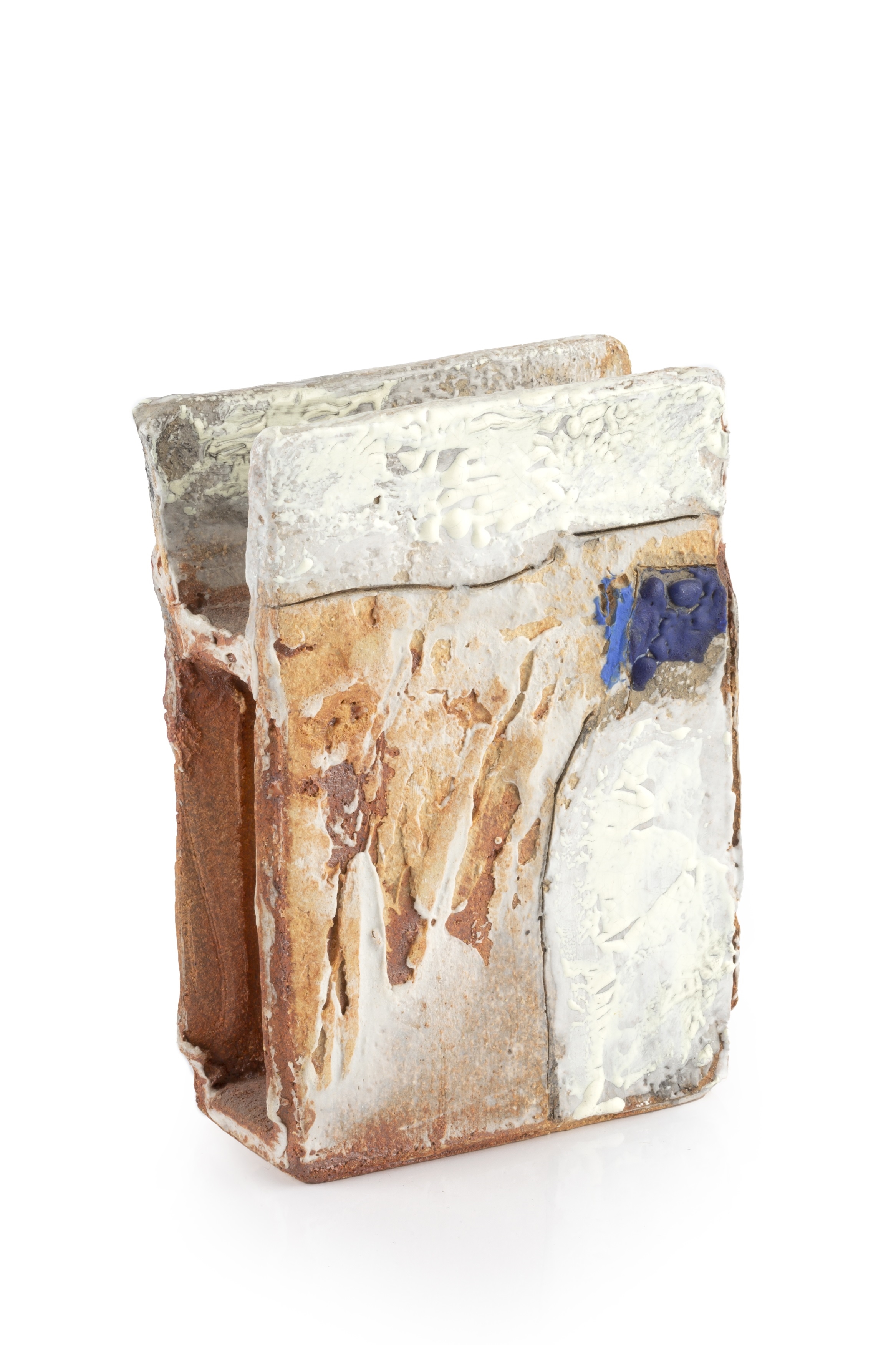 Robin Welch | Slab vessel stoneware with textured cream glaze | MutualArt
