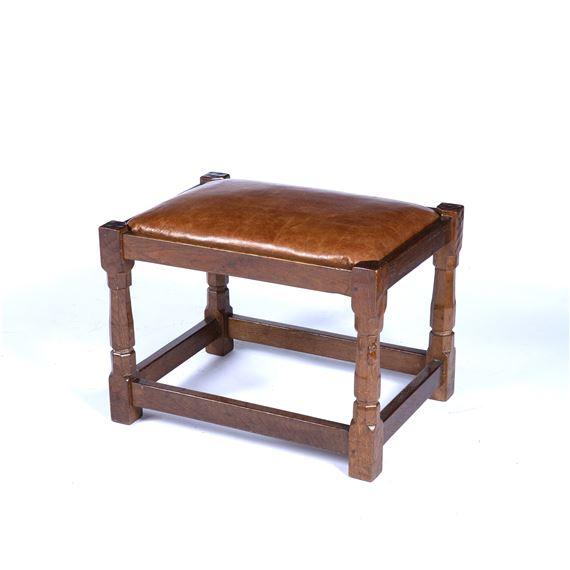 Robert Thompson | Mouseman large stool, circa 1940s/1950s oak with drop ...