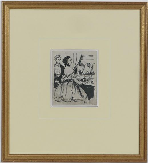 Henry Eugene Delacroix | A gentleman and a lady in a box at the theatre ...