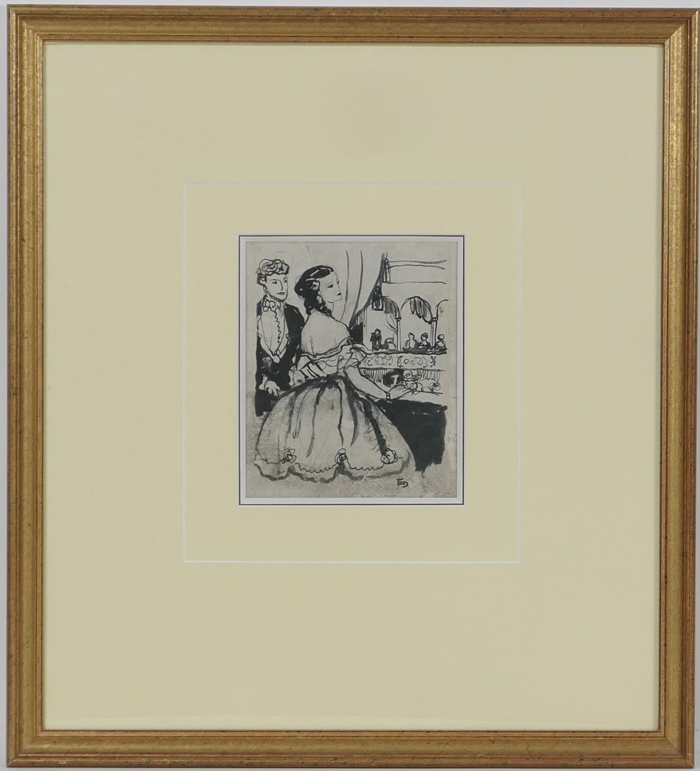 Henry Eugene Delacroix | A gentleman and a lady in a box at the theatre ...
