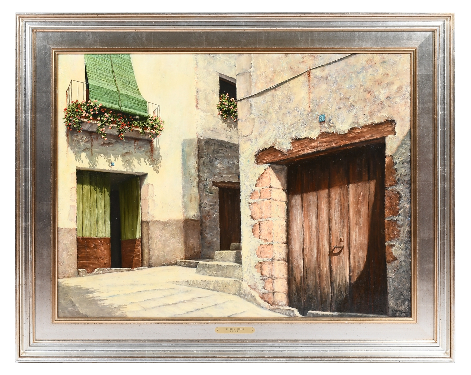Maximo Cortina | Street Scene with Closed Doors and Floral Decoration ...