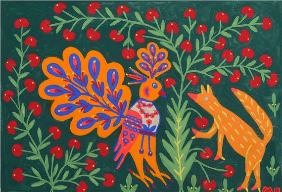 Maria Prymachenko | Courting the Magpie and the Fox, 1991 (1991 ...