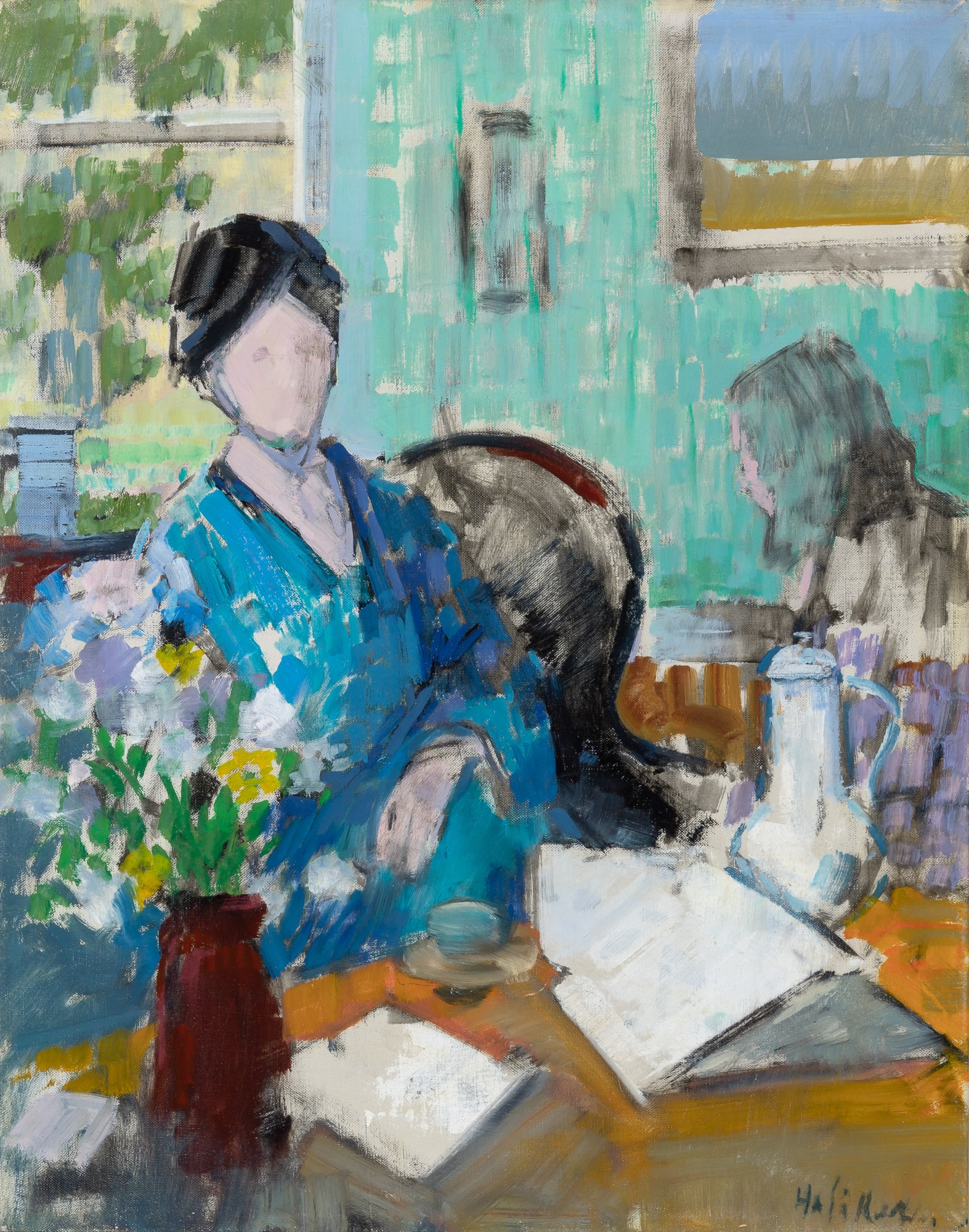 John Heliker | Interior with Two Figures | MutualArt