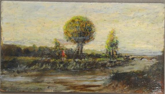 William Henry Lippincott | Paysage de bord de rivière animé (1876 ...