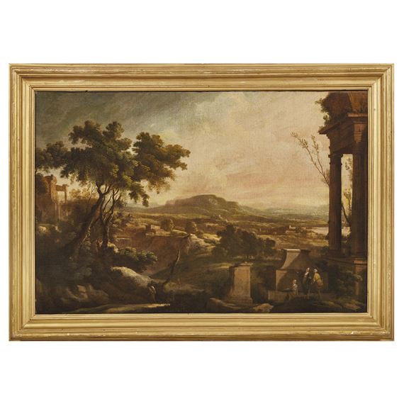 Pierre Antoine Patel | A LANDSCAPE WITH RUINS AND FIGURES | MutualArt
