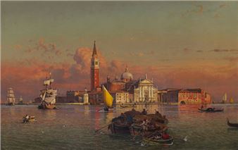 Friedrich Nerly | The Piazza San Marco by moonlight | MutualArt