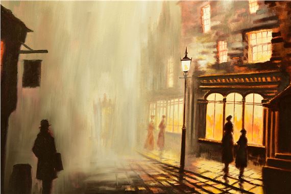 Bill Hadley | A NOSTALGIC VICTORIAN STYLE STREET SCENE | MutualArt
