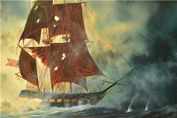 Bill Hadley | A NAVEL MARITIME BATTLE SCENE BETWEEN SQUARE RIGGED SHIPS ...