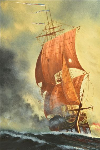 Bill Hadley | A NAVEL MARITIME BATTLE SCENE BETWEEN SQUARE RIGGED SHIPS ...