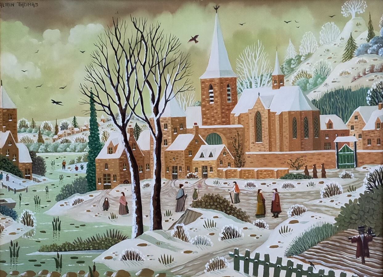 Alain Thomas | 2) Paysage hivernal à la basilique Huile sur isorel ...