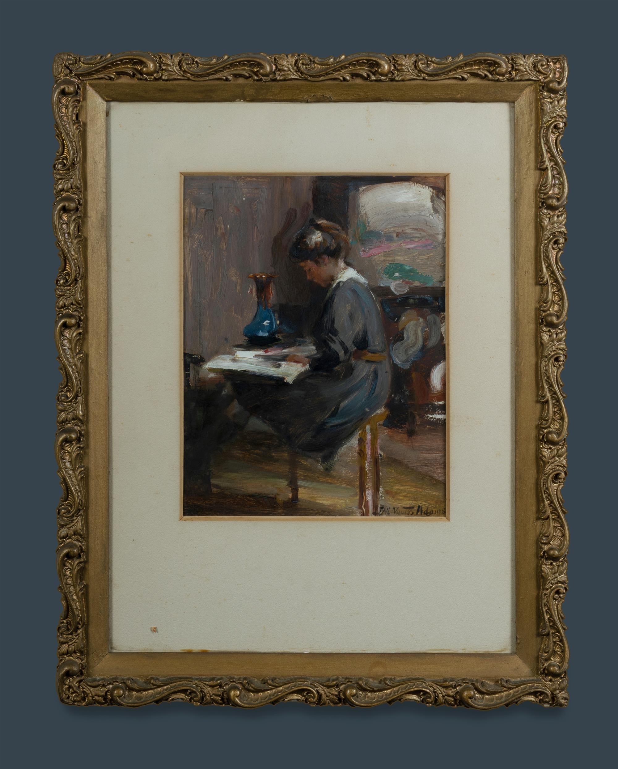Josephine Muntz-Adams | Interior with Woman Reading | MutualArt