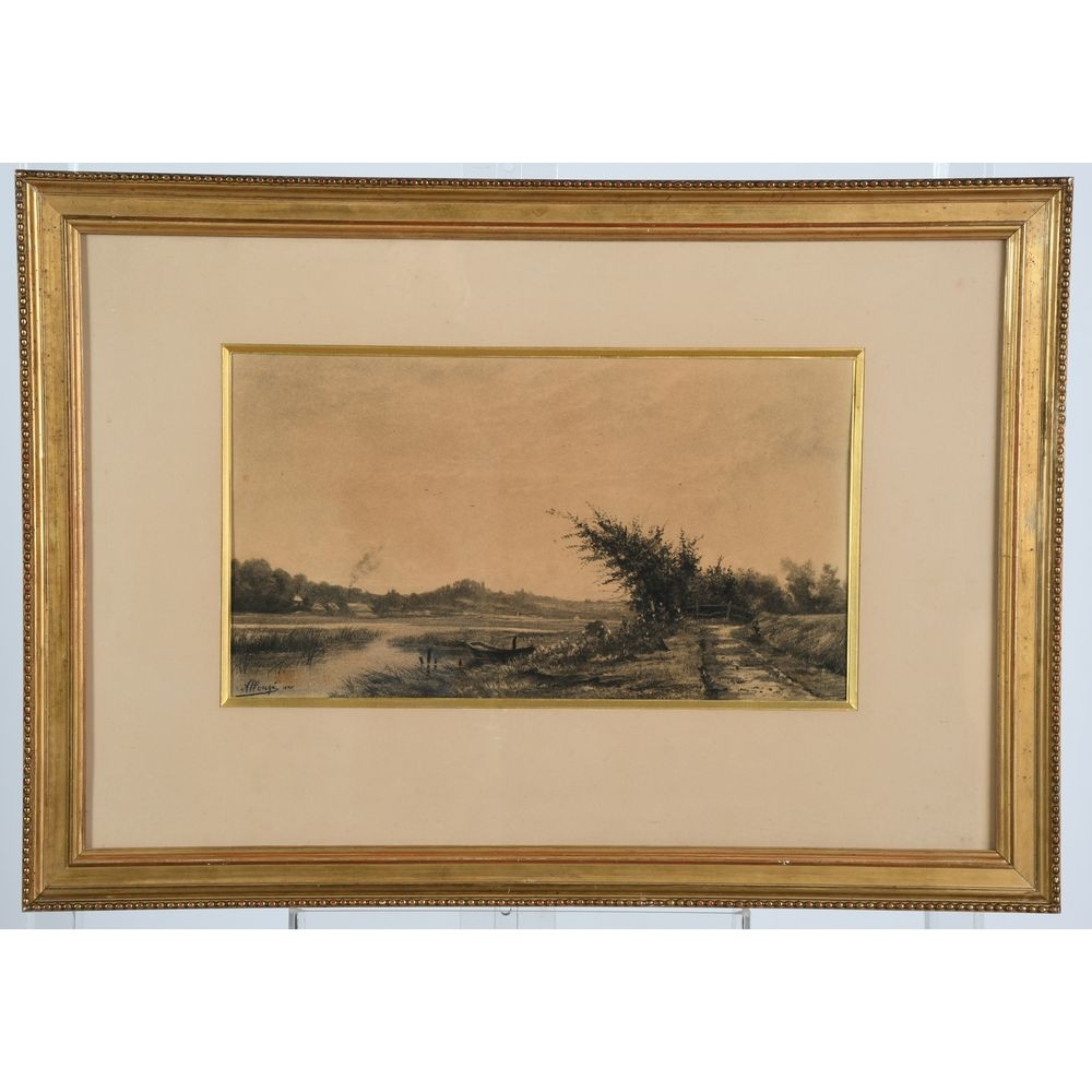 Auguste Allonge | « Paire de paysages lacustres » (1874) | MutualArt