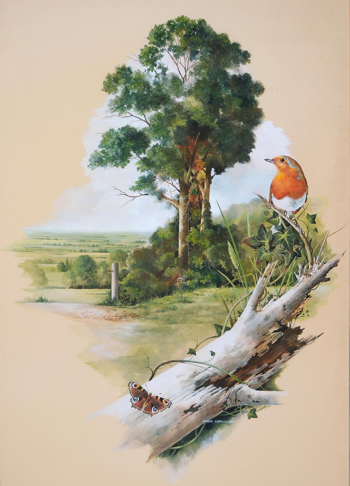 Robert Coppillie | - A Robin and a Goldfinch in Countryside Landscapes ...