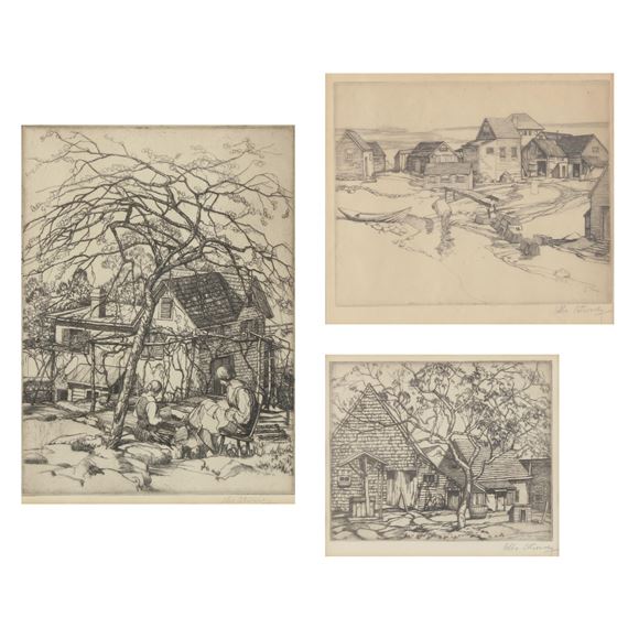 Abbo Ostrowsky | Three Scenic Etchings | MutualArt