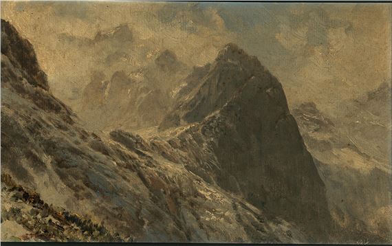 Edward Theodore Compton | Cloudy Mountain Peaks (1849) | MutualArt