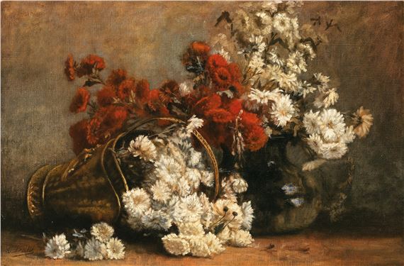 Hubert Bellis | Bouquet of Flowers with Dahlias, (1831) | MutualArt