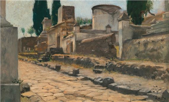 Adolf Hirémy Hirschl | A Street in Pompeii (1860) | MutualArt