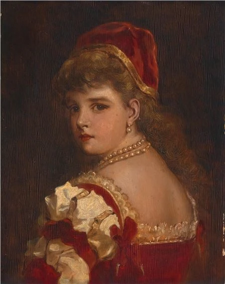 Anton Ebert | An elegant lady (1881) | MutualArt