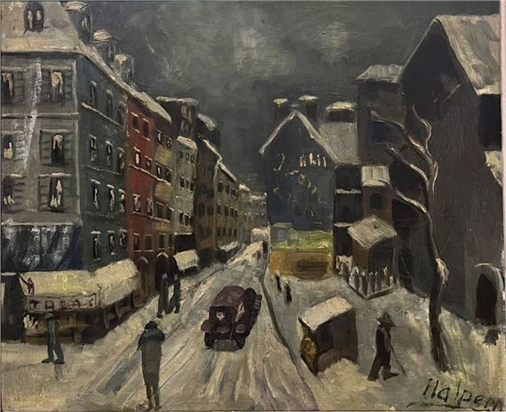 Stacha Halpern | Snowy Street Oil on canvas | MutualArt